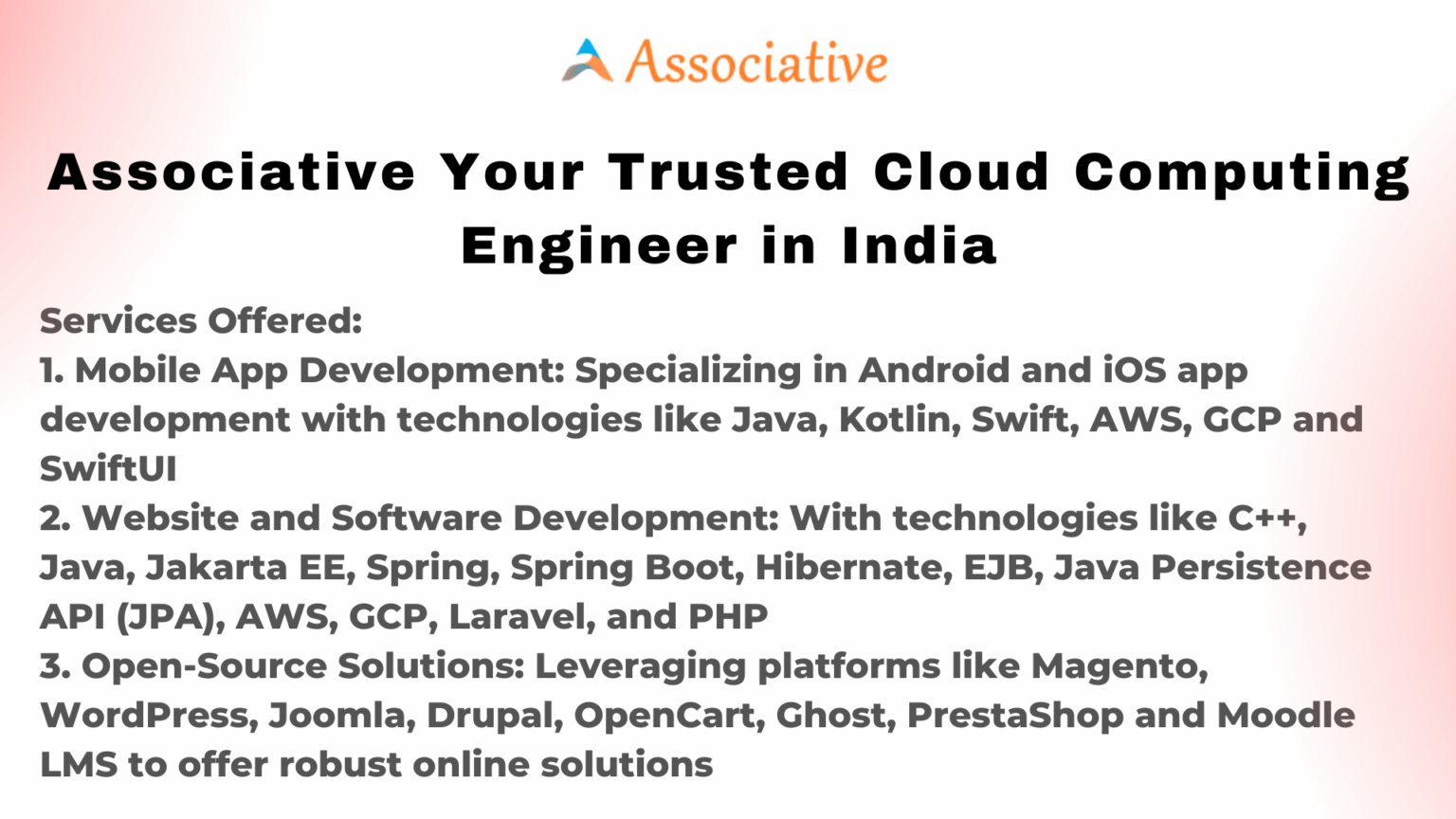 Associative Your Trusted Cloud Computing Engineer in India Associative