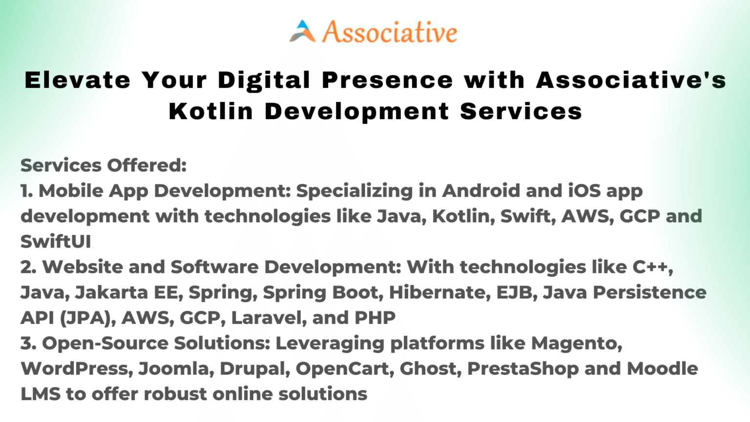 Elevate Your Digital Presence with Associative's Kotlin Development Services Associative