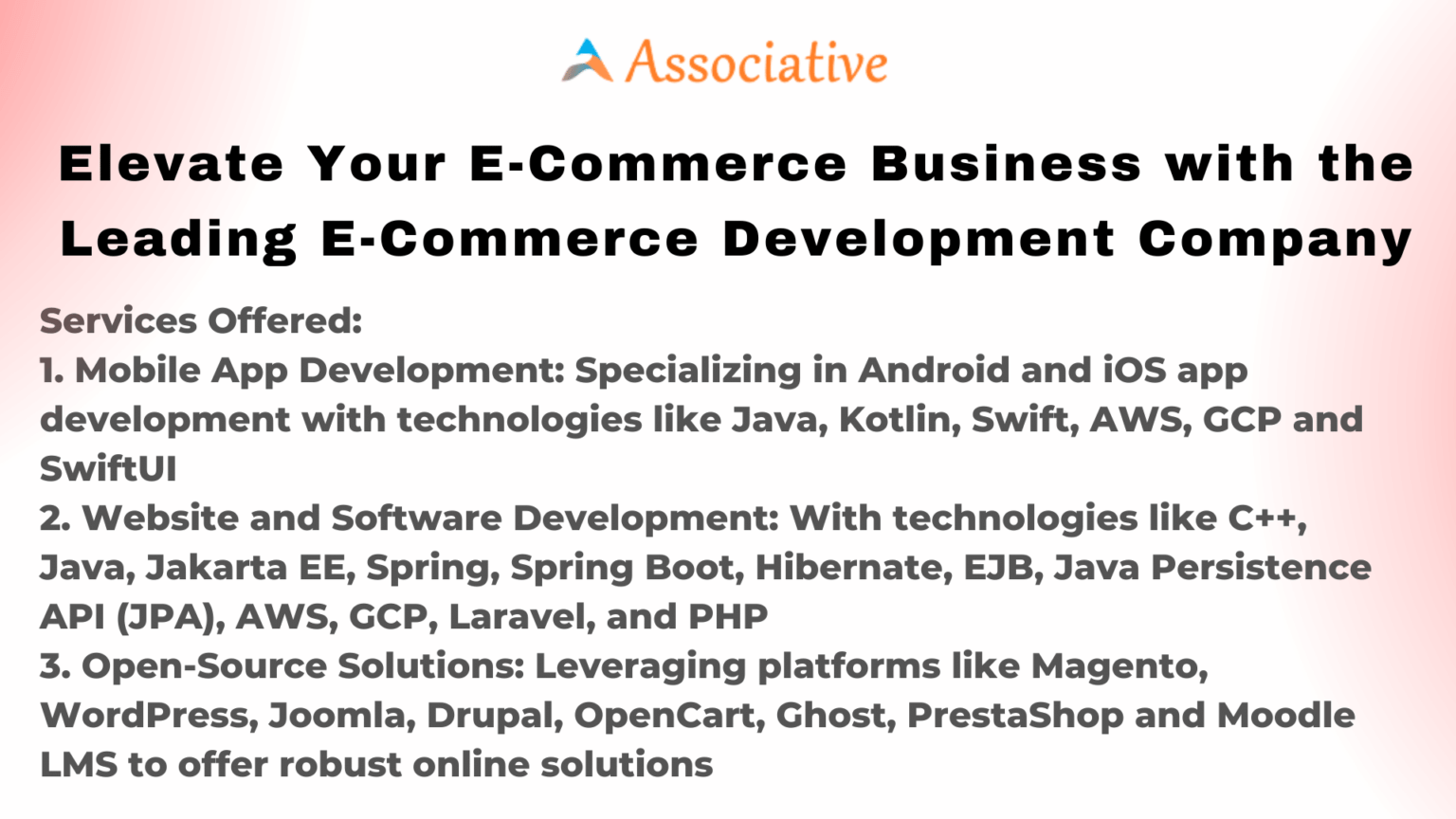 Elevate Your E-Commerce Business with the Leading E-Commerce Development Company Associative