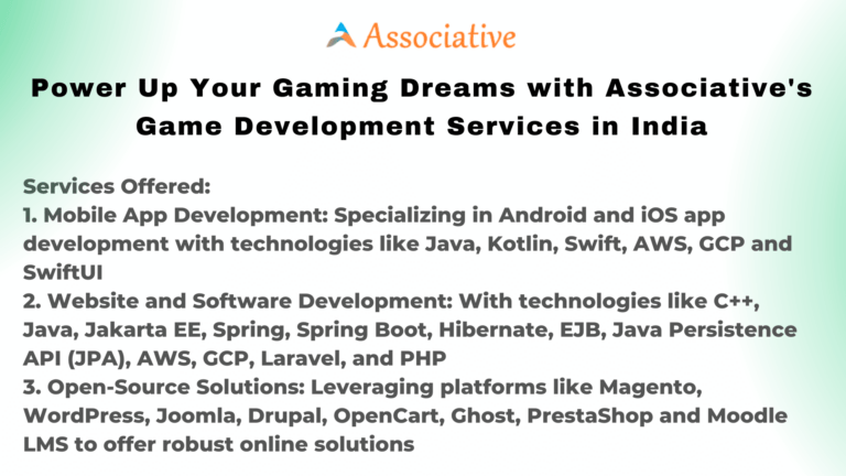 Power Up Your Gaming Dreams with Associative's Game Development Services in India Associative