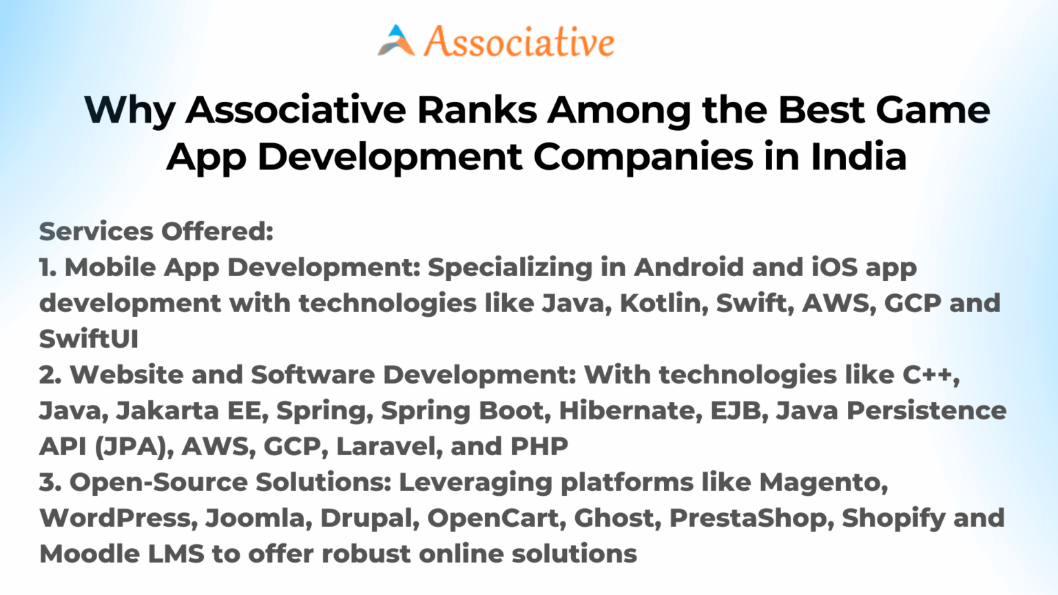 Why Associative Ranks Among the Best Game App Development Companies in India Associative