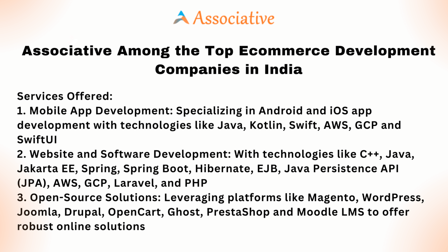 Associative Among the Top Ecommerce Development Companies in India Associative