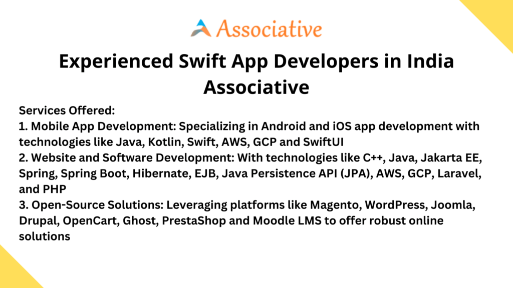 Experienced Swift App Developers in India Associative Associative