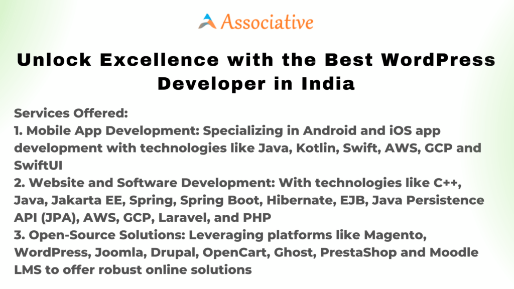 Unlock Excellence with the Best WordPress Developer in India Associative