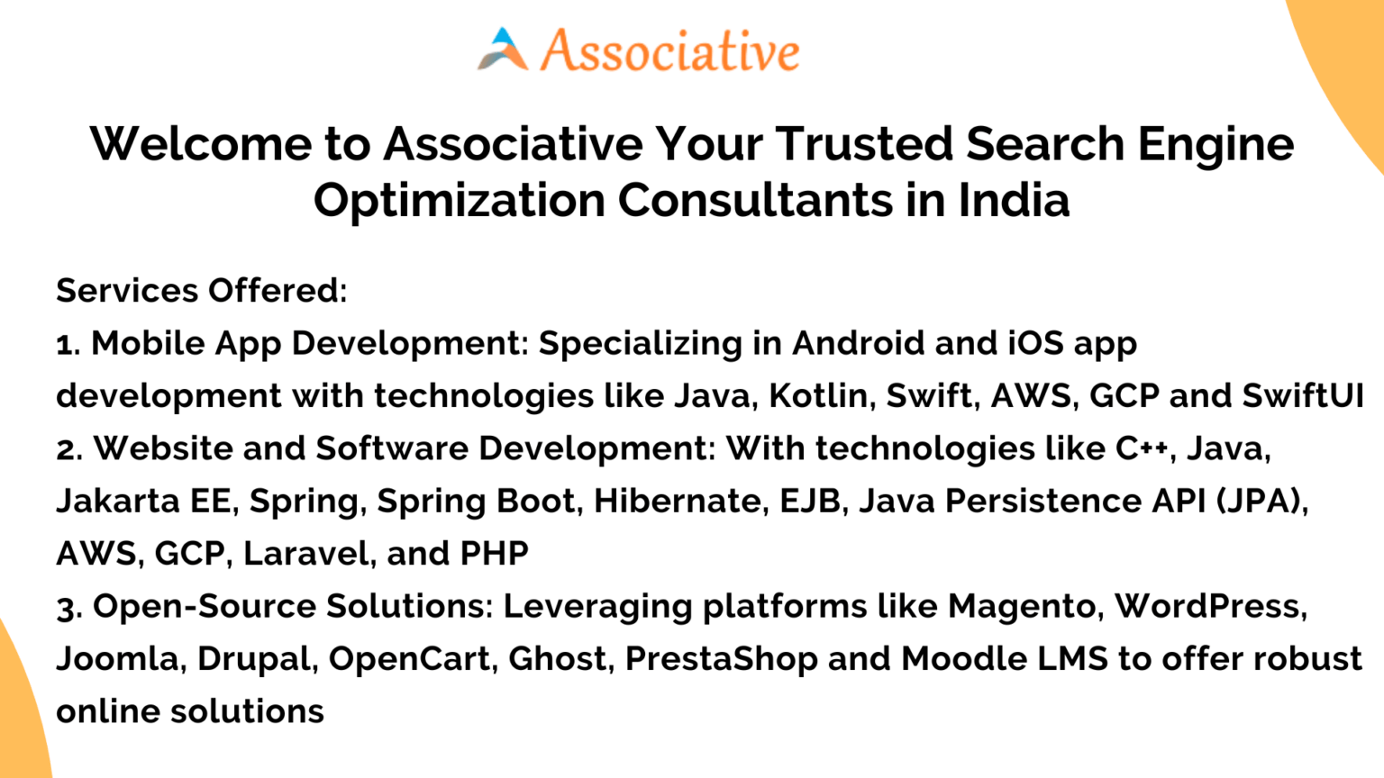 Welcome to Associative Your Trusted Search Engine Optimization Consultants in India Associative